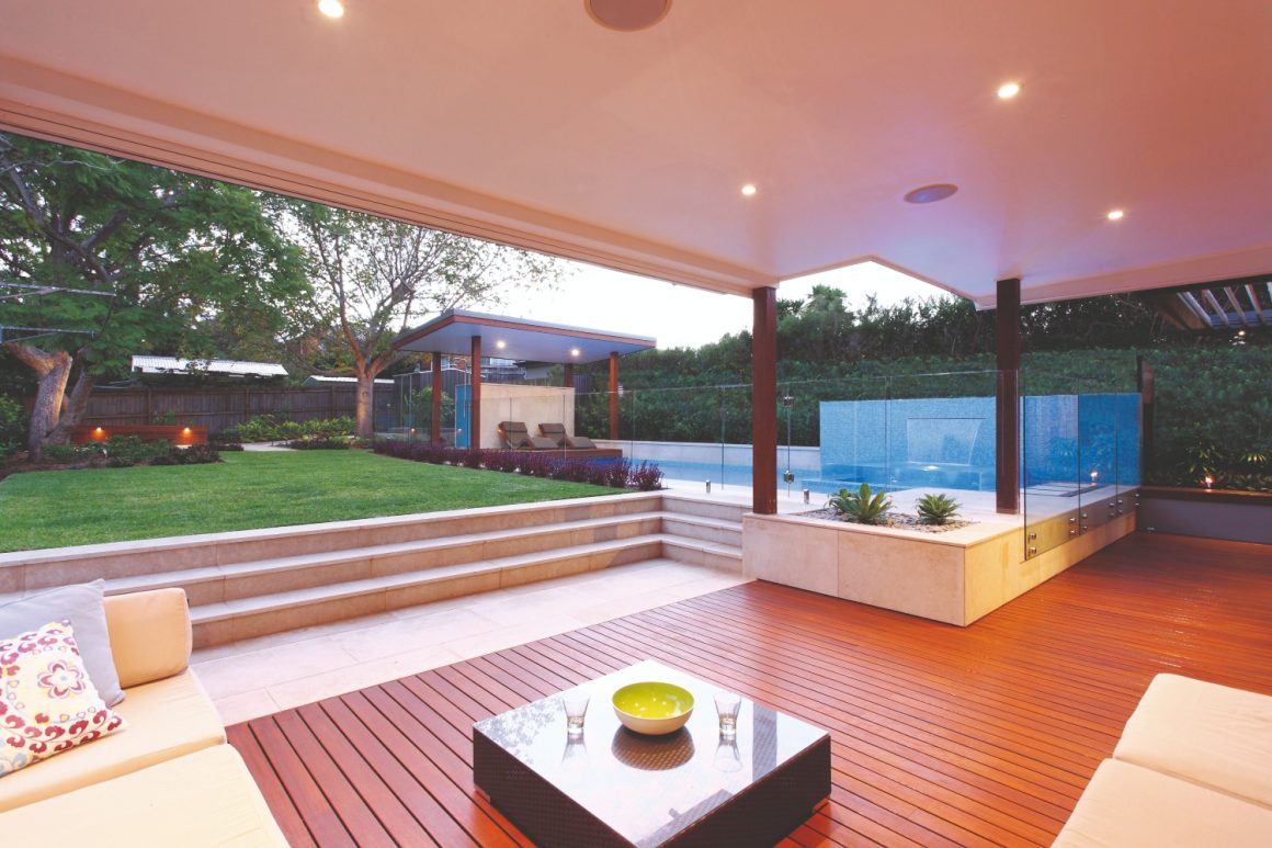 In this multi purpose outdoor space, the pool and spa was the centerpiece