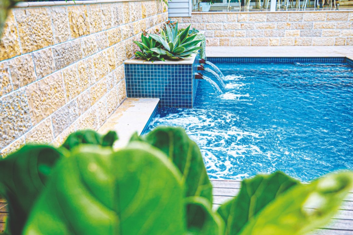 This geometric shaped pool adds to a balanced lifetsyle