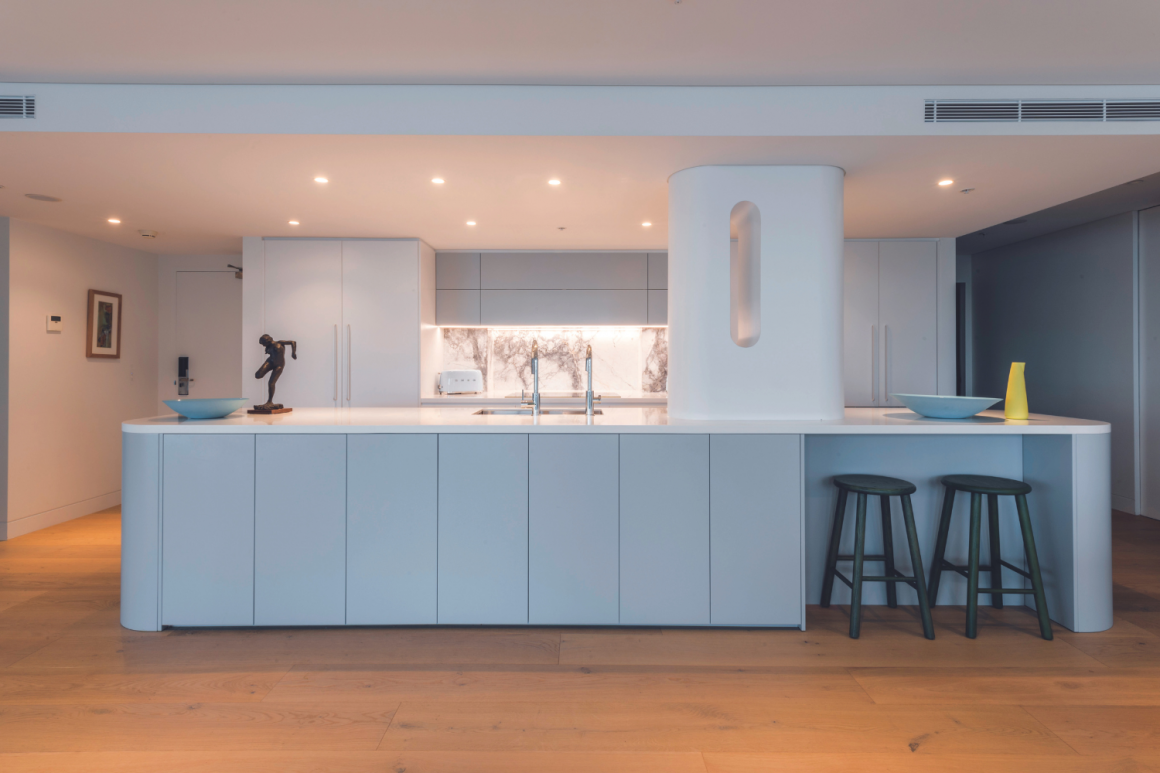 The Fusion of Two Apartments into a Stunning Entertainer's Kitchen