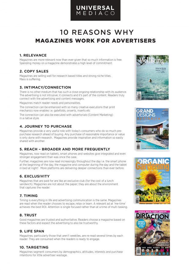 10 Reasons Why Magazines work for Advertisers | Universal Media Co