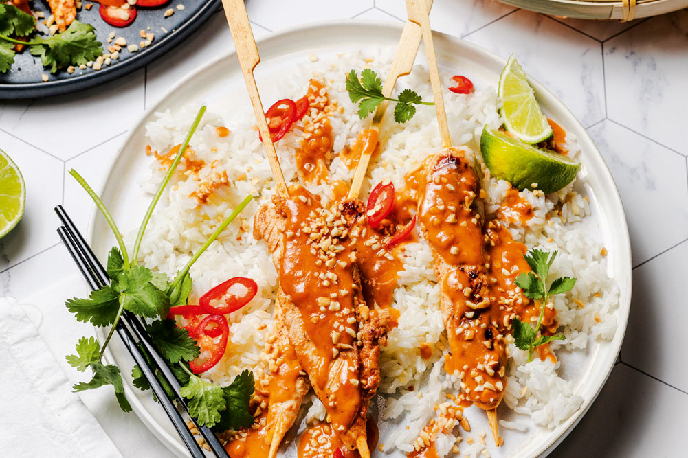 Satay Chicken with Manuka Honey & Jasmine Rice - WellBeing Magazine