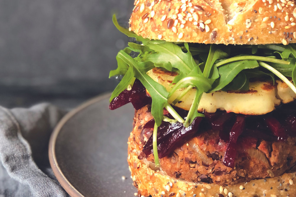 Black Bean Burger with Halloumi & Beetroot Relish - WellBeing Magazine